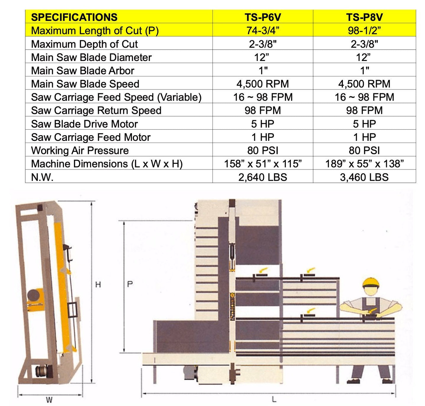 8’ Vertical Panel Beam Saw (Manual Stops) | TS-P8V — Capital Woods ...