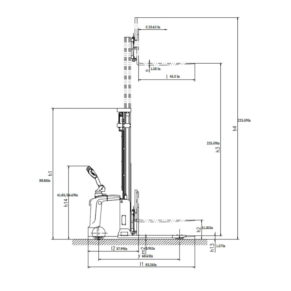 Straddle Stacker 4400 lb Cap., 189" Height, SIDE-SHIFT | EKKO EB16EAS ...